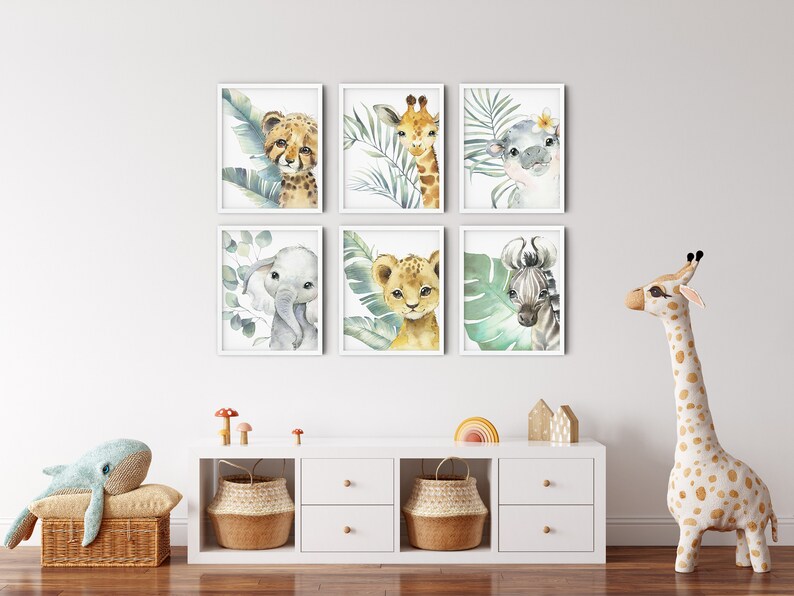 Set of 6 Safari Animals Posters African Animals Wall Art - Etsy
