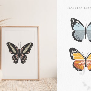 Boho Butterflies Clipart, Spring Butterfly Elements, Digital ...