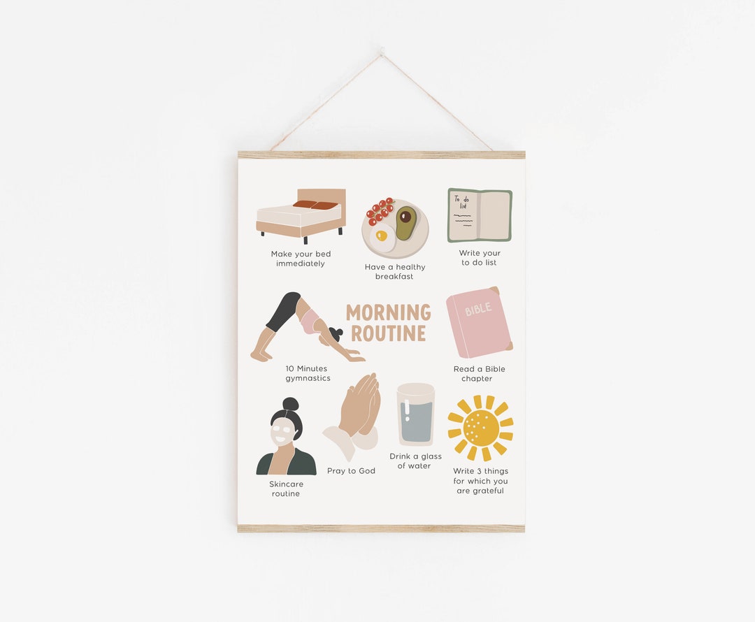 Healthy Morning Routine, Printable Morning Routine Poster, Morning ...