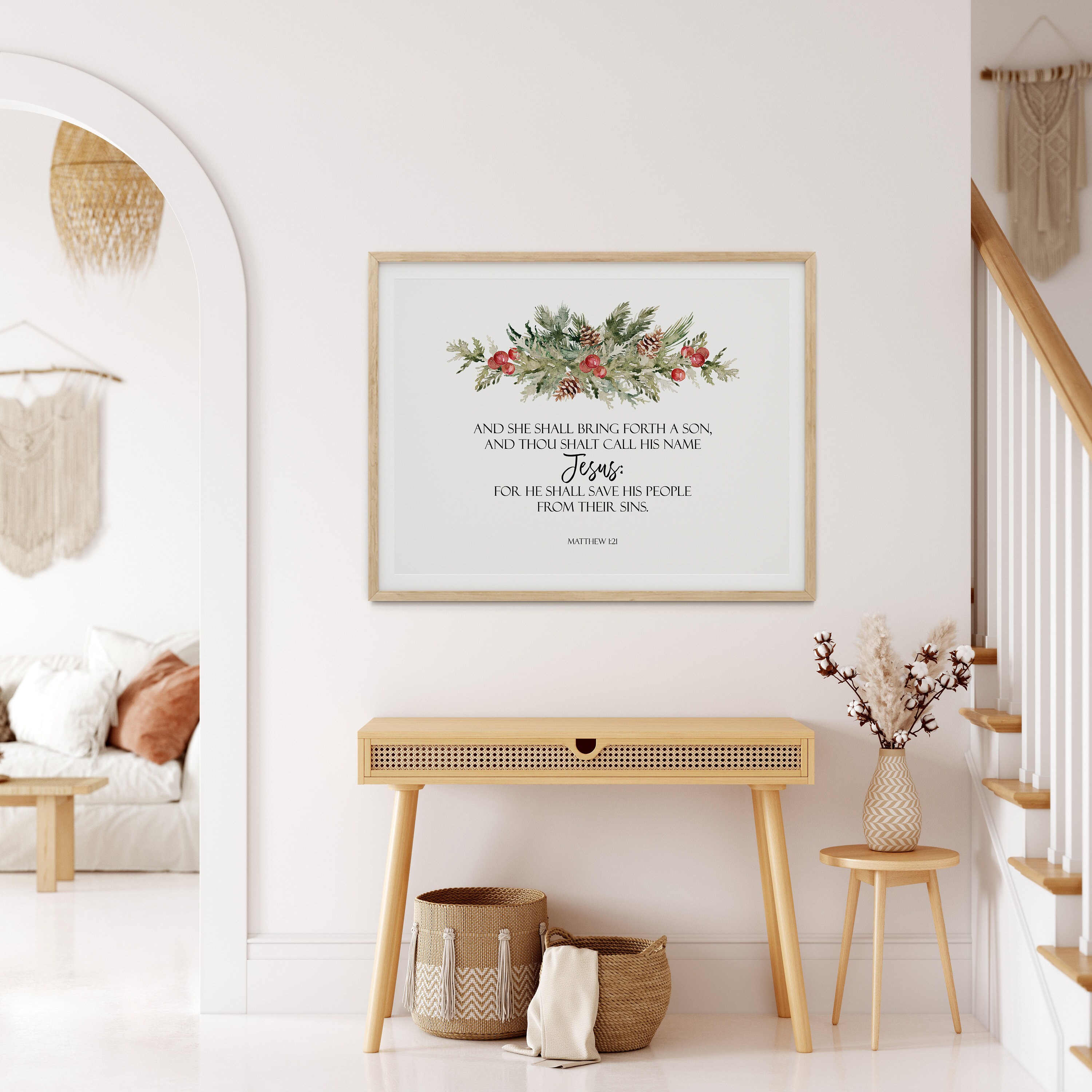 Christmas Christian Wall Art Watercolor Christmas Tree - Etsy