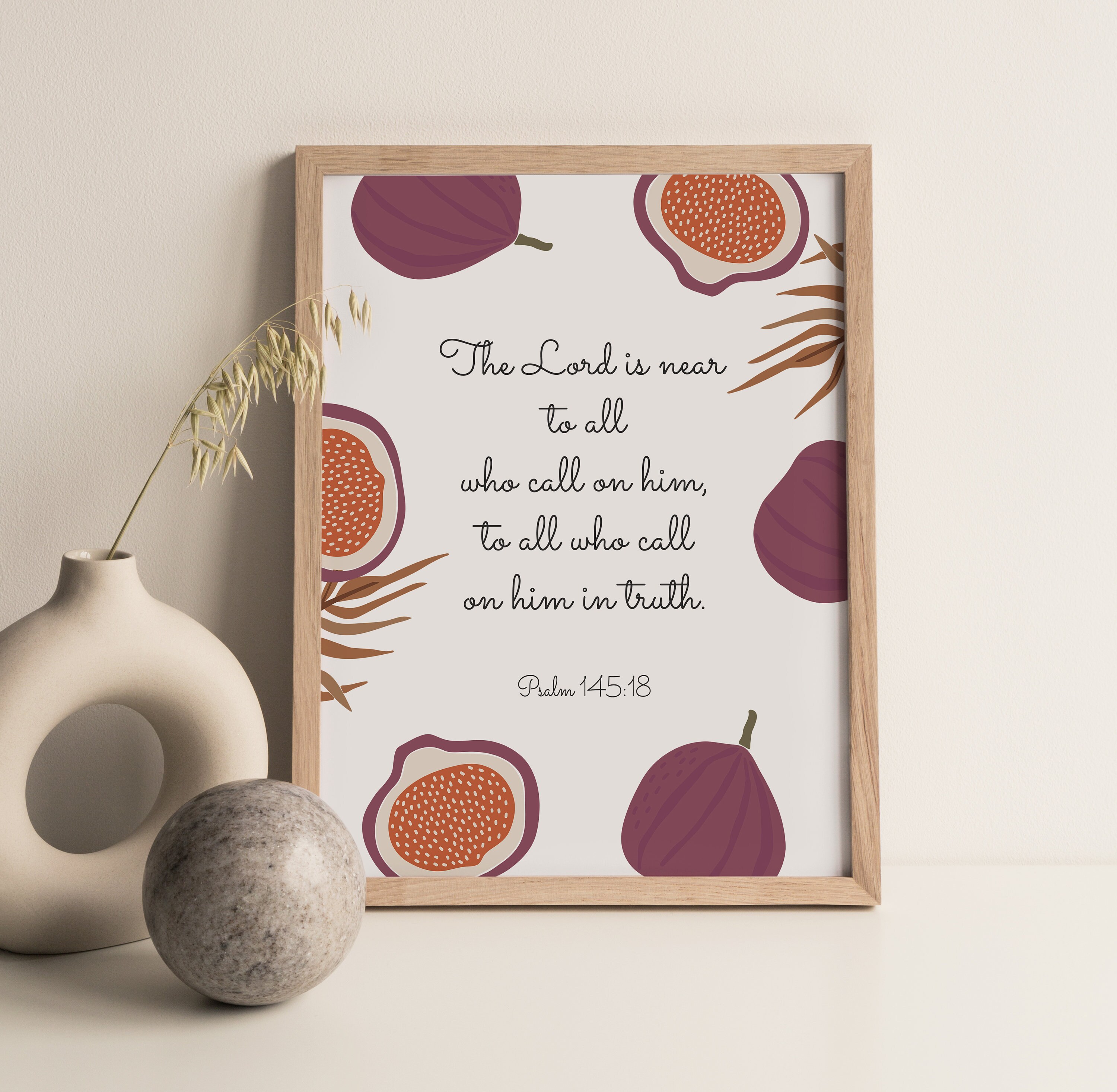 Scripture Wall Print Boho Fig Fruit and Bible Verse Psalm - Etsy