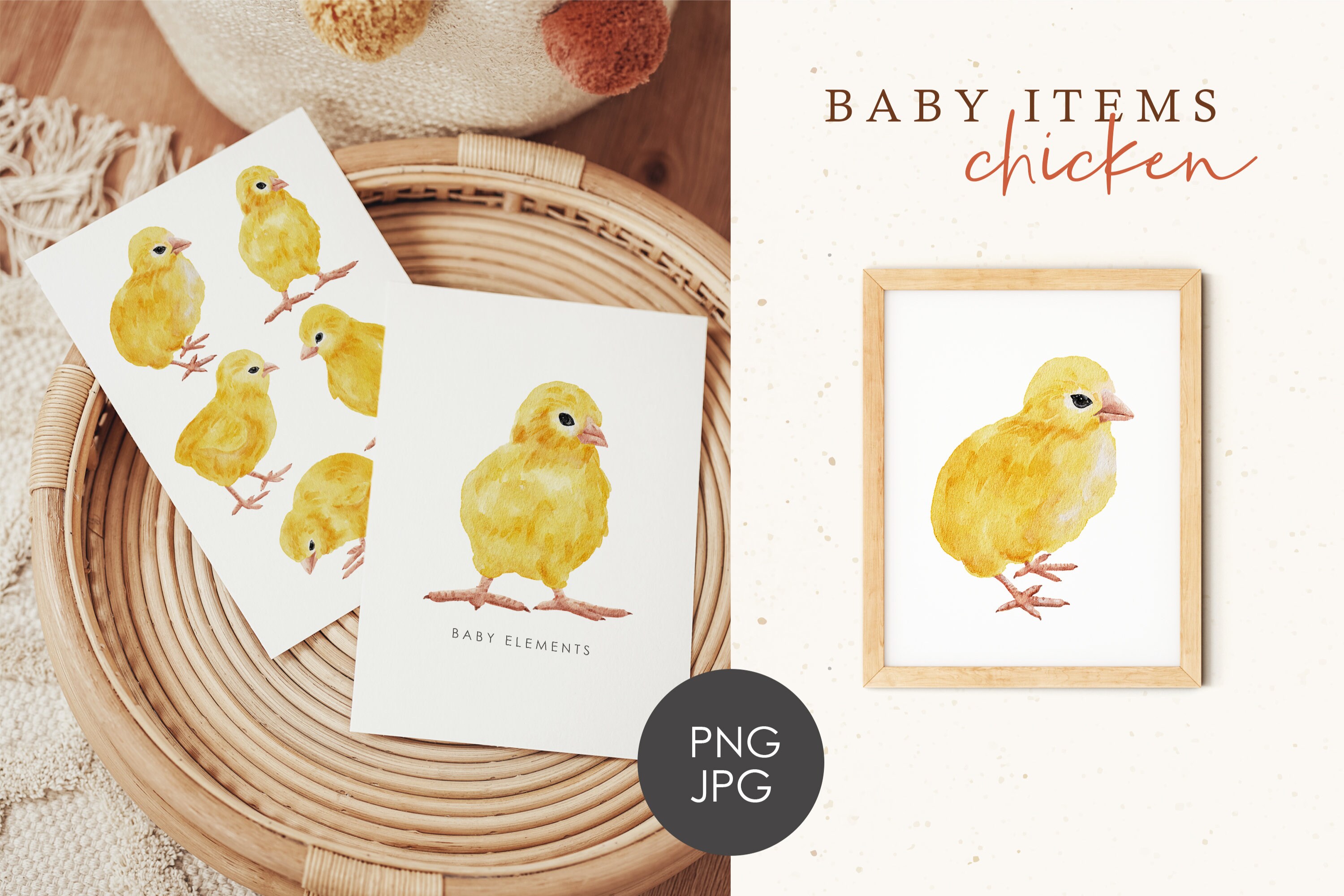 Watercolor Chicken Clipart Baby Chicken Animals PNG Nursery - Etsy