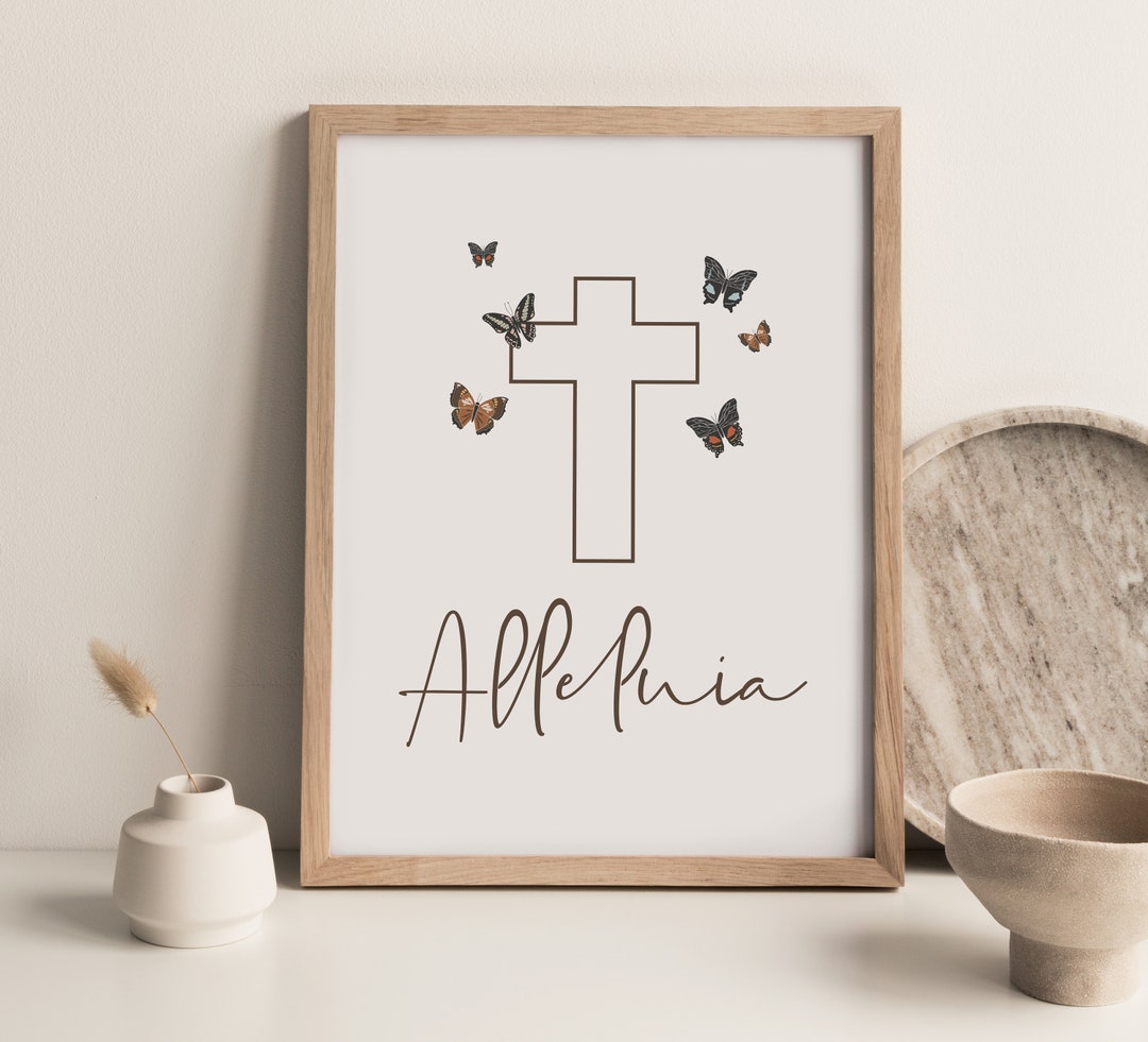Cross Wall Poster, Alleluia Wall Print, Jesus Cross Printable Art ...