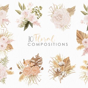 Boho Floral Clipart, Spring Flower Elements, Wedding Floral Set - Etsy