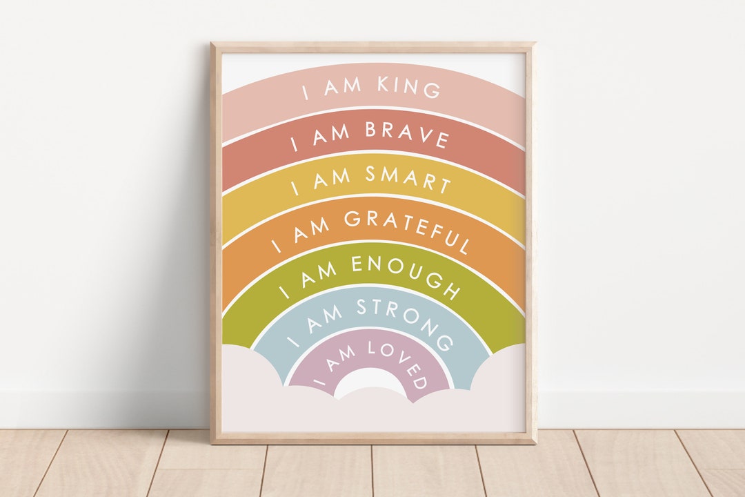 Positive Affirmations Poster, Rainbow Educational Poster, Kids Wall ...