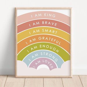 Positive Affirmations Poster, Rainbow Educational Poster, Kids Wall ...