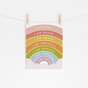 Positive Affirmations Poster, Rainbow Educational Poster, Kids Wall ...