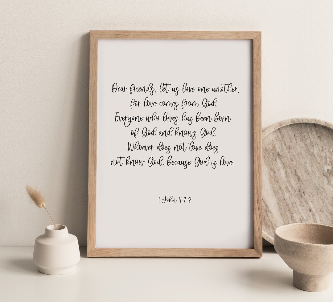 Bible Verse Wall Print, Christian Poster Art, 1 John 4:7-8 Digital ...