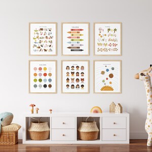Set of 6 Educational Posters, Kids Wall Decor, Kindergarten Decor ...