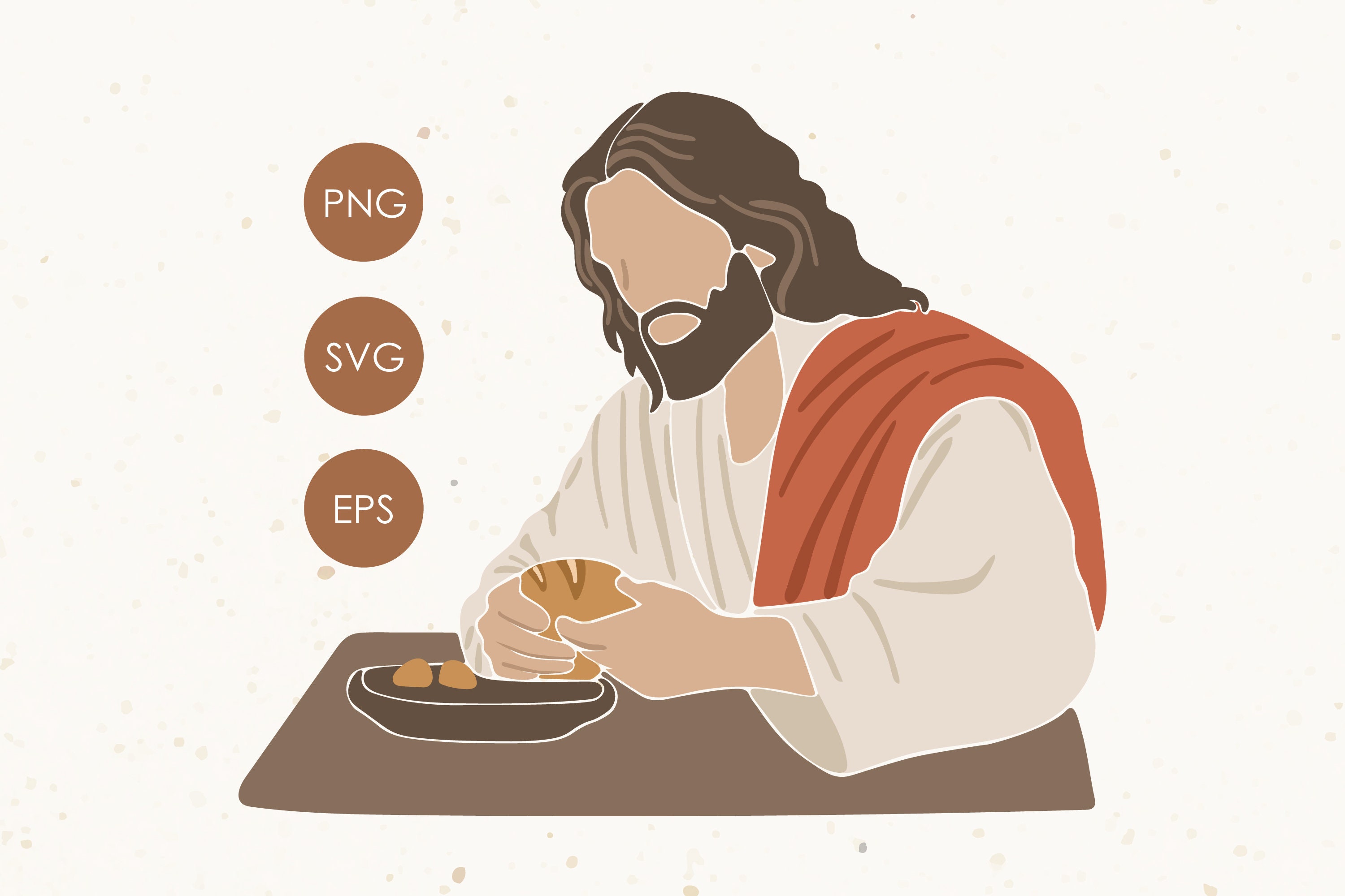 Jesus Breaks the Bread, Last Supper Png, Jesus Portrait Svg, Jesus ...