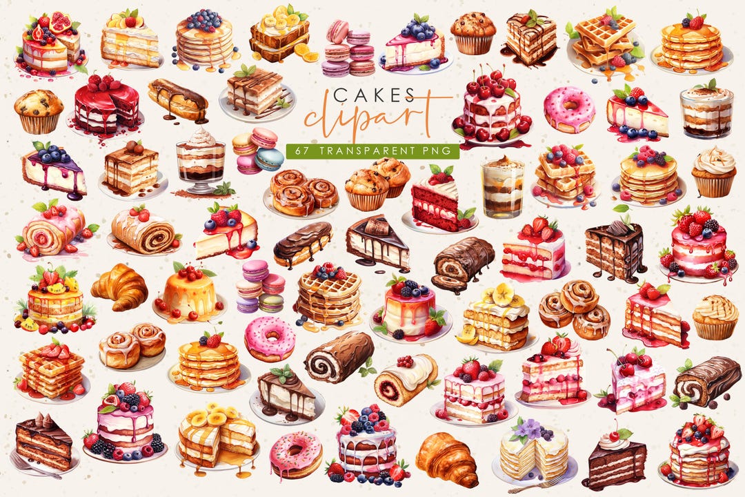 Cakes Clipart, Sweets Products PNG, Cakes Png Clipart, Watercolor ...