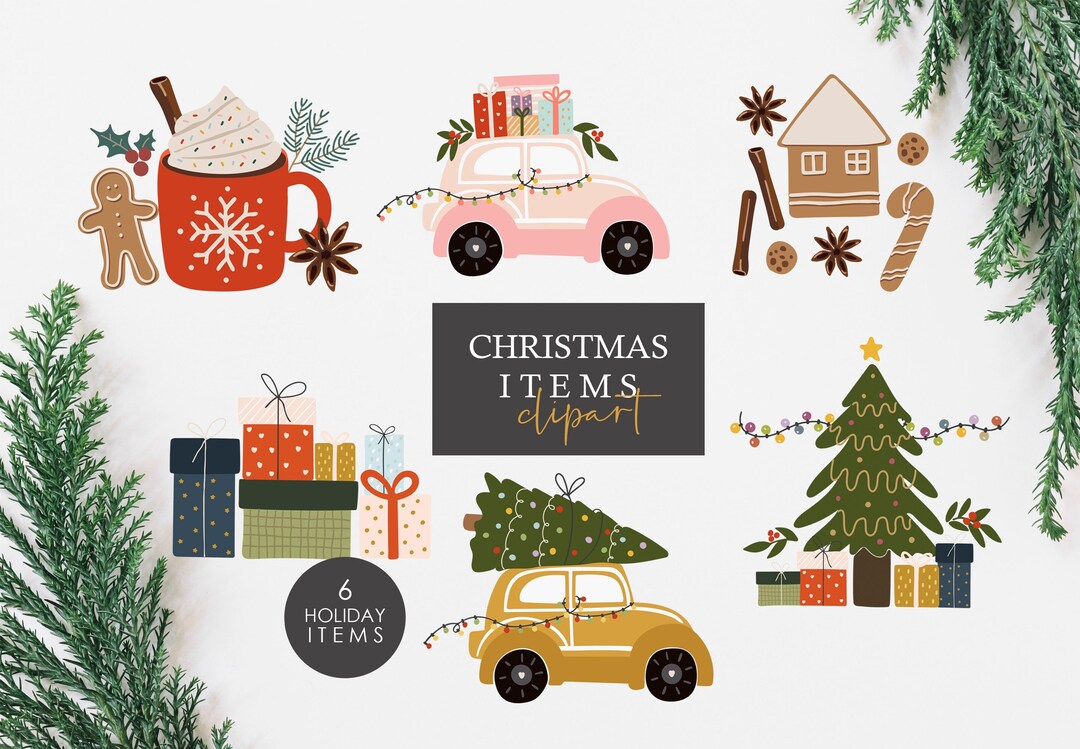 Christmas Clipart, Abstract Winter Composition Clipart, Digital Holiday ...