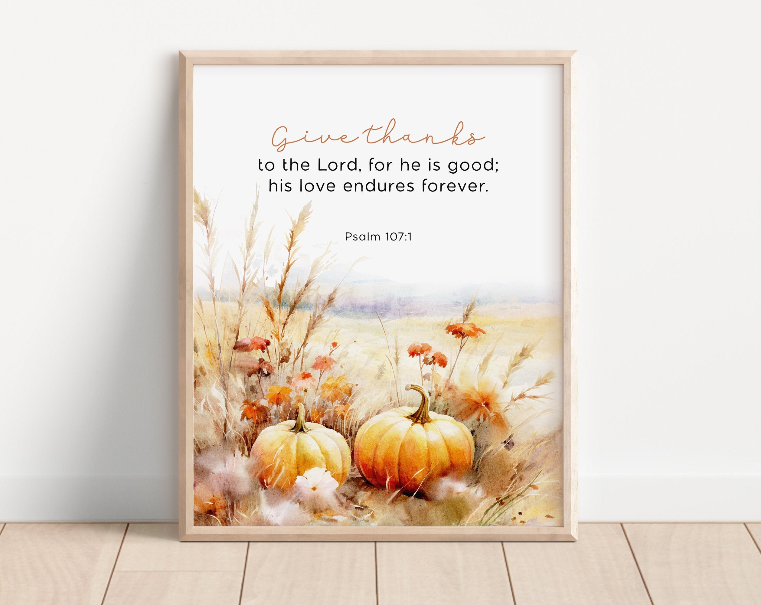 Give Thanks Poster Bible Verse Print Autumn Landscape - Etsy