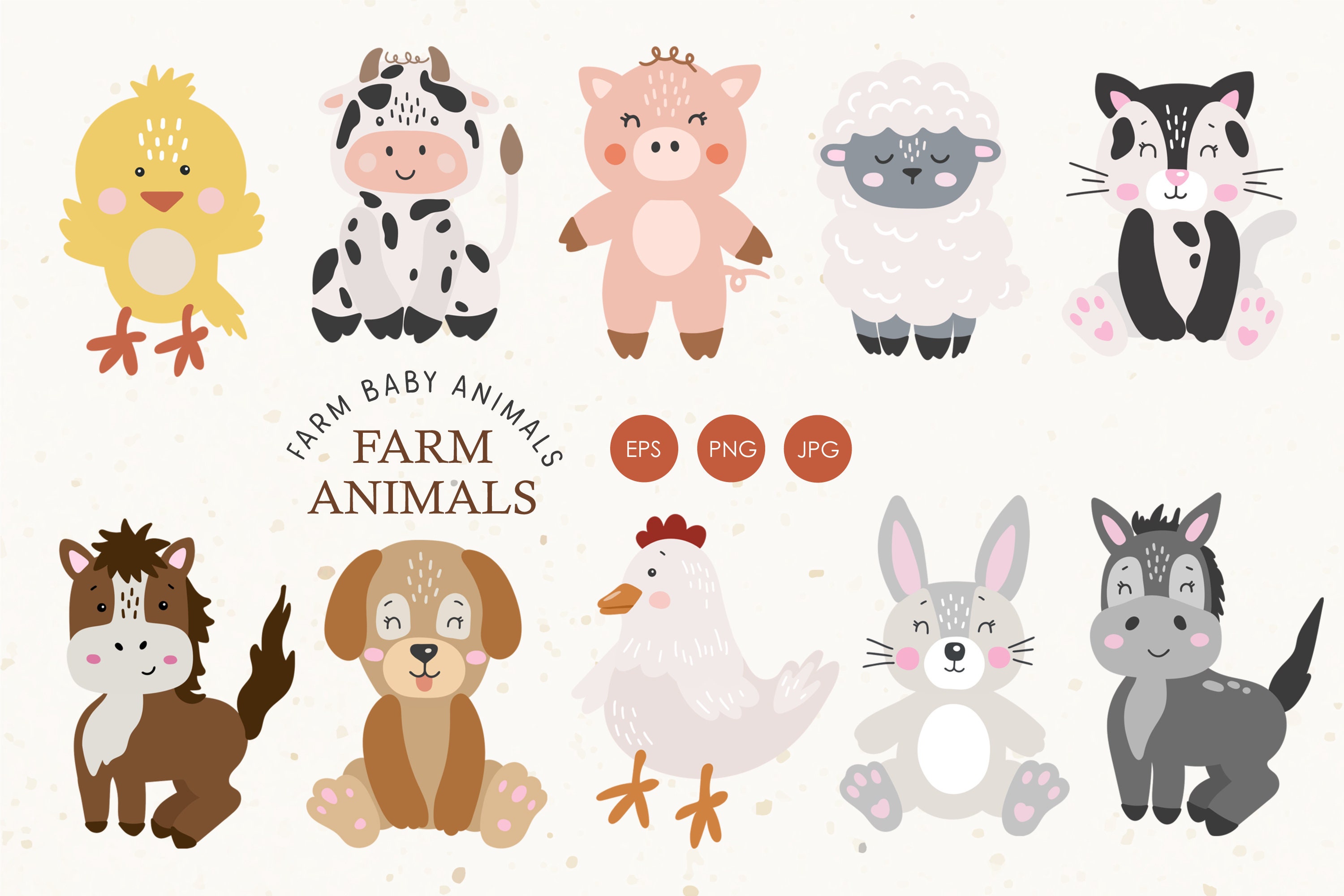 Farm Animals Clipart Cute Animals Clipart Farm Clipart - Etsy