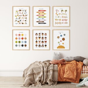 Set of 6 Educational Posters, Kids Wall Decor, Kindergarten Decor ...