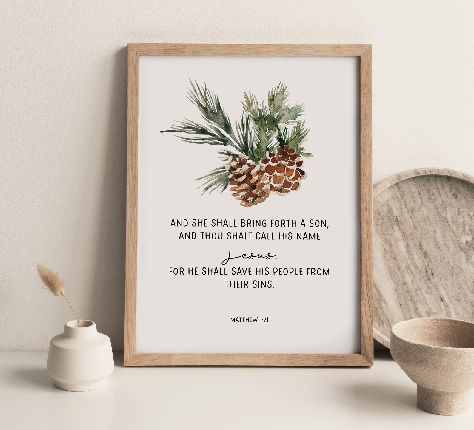 Christmas Christian Wall Art Watercolor Christmas Tree - Etsy