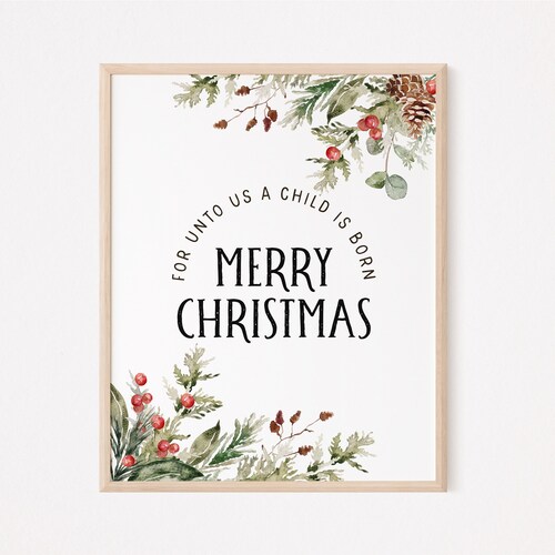 Christmas Christian Wall Art Watercolor Christmas Tree - Etsy