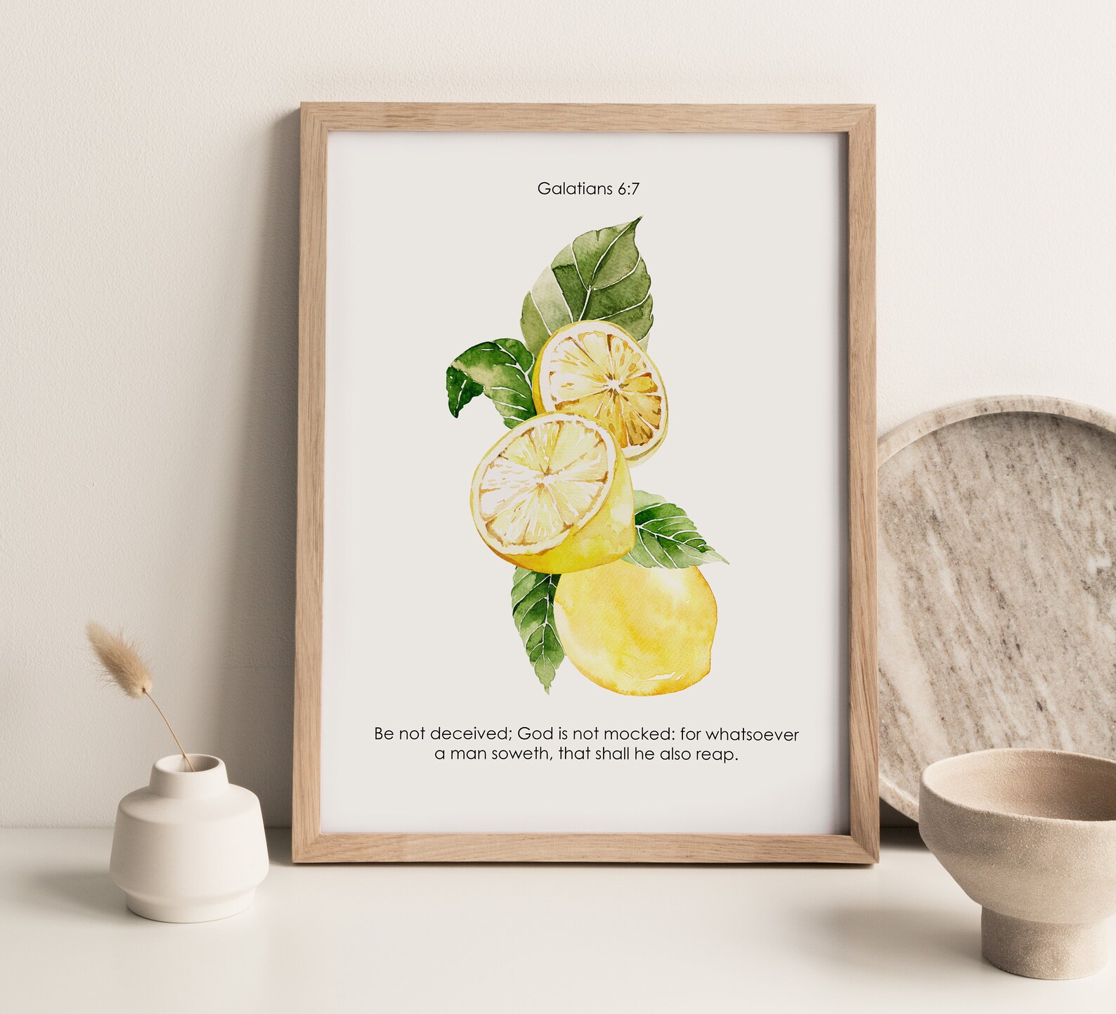 Bible Verse Poster Kitchen Bible Sign Watercolor Lemon - Etsy
