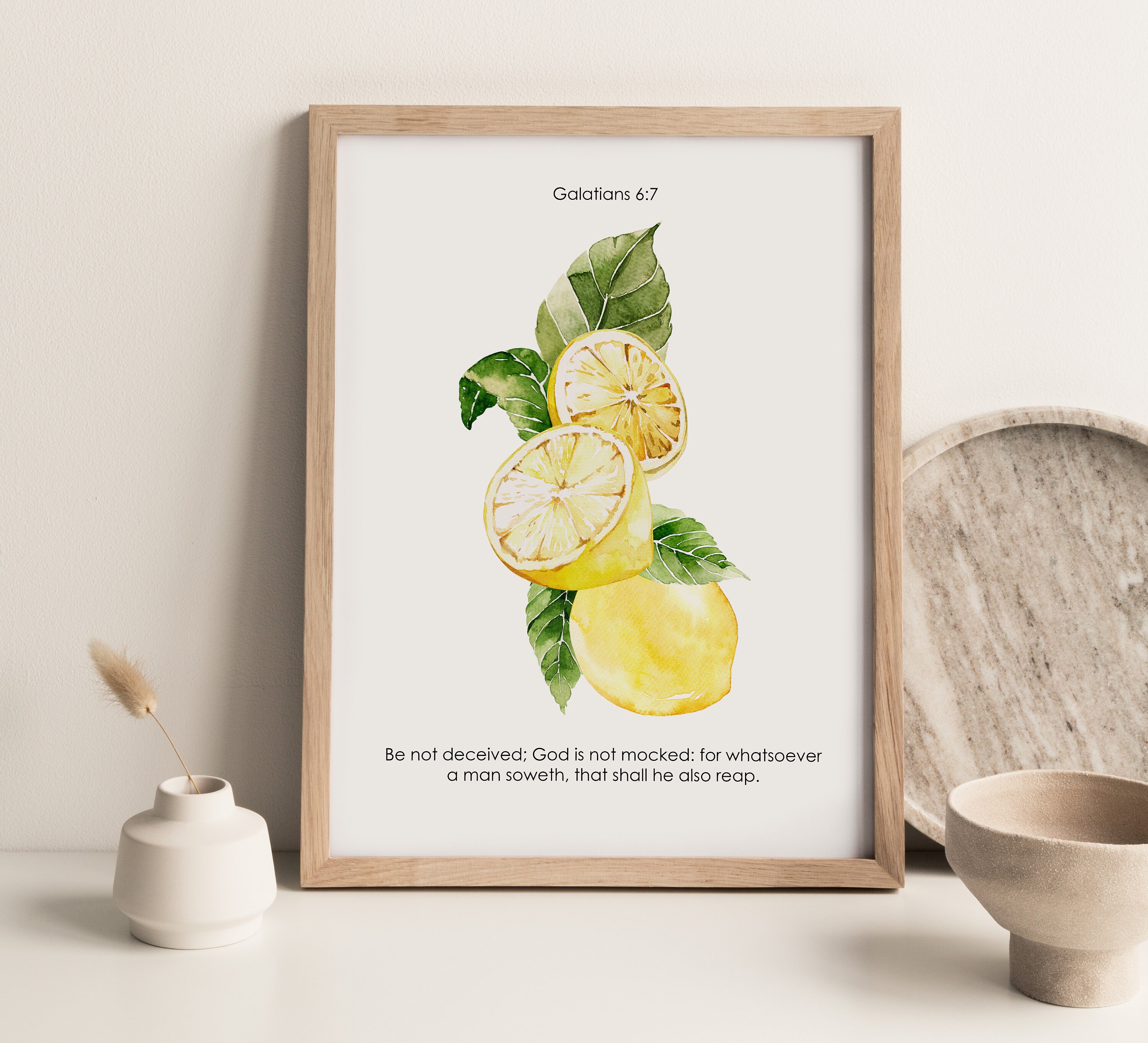Bible Verse Poster Kitchen Bible Sign Watercolor Lemon - Etsy
