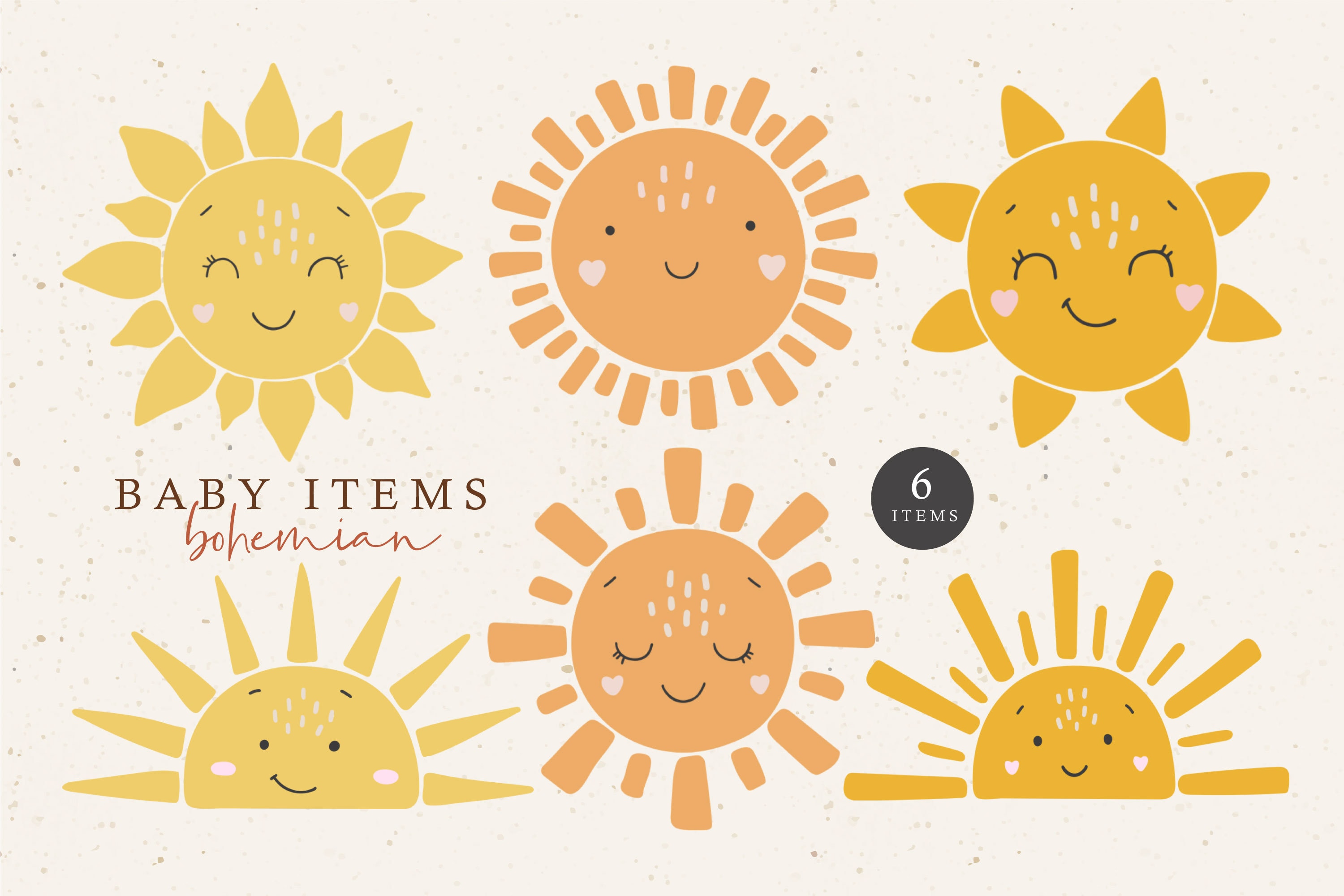 Abstract Sun Clipart Sunshine Clipart Boho Sun Clipart Baby - Etsy