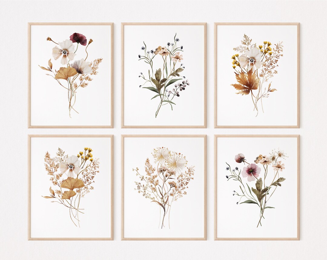 Set of 6 Wildflower Posters Watercolor Flowers Prints Field - Etsy