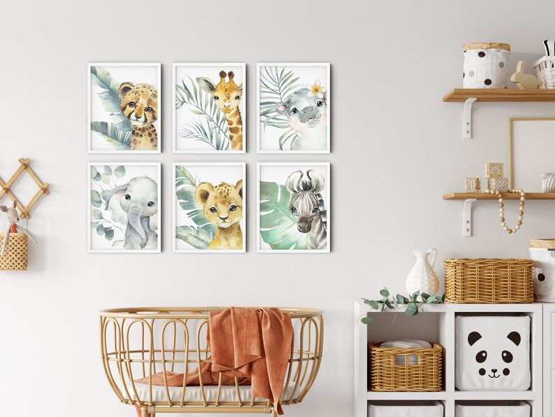 Set of 6 Safari Animals Posters African Animals Wall Art - Etsy