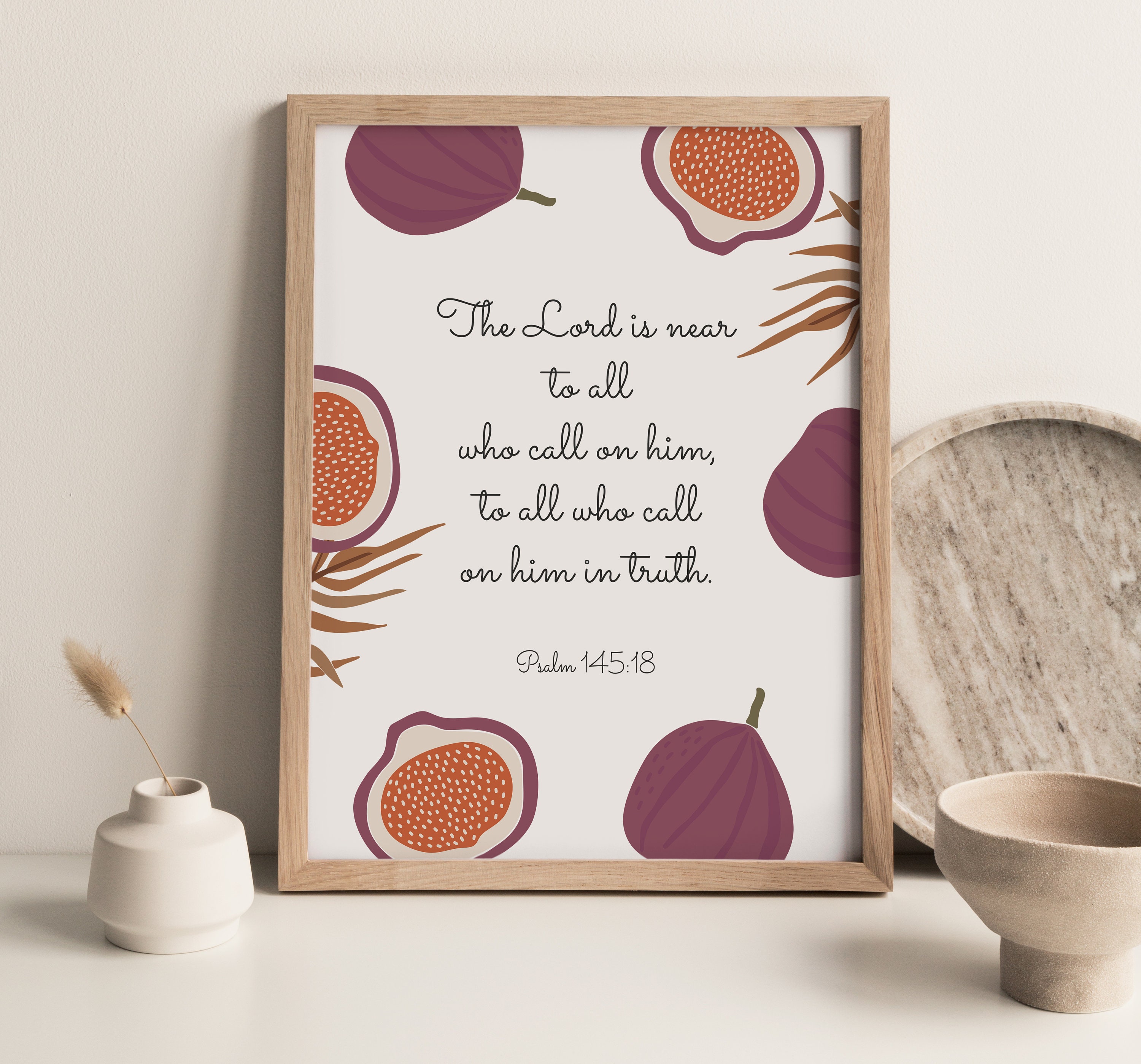 Scripture Wall Print Boho Fig Fruit and Bible Verse Psalm - Etsy