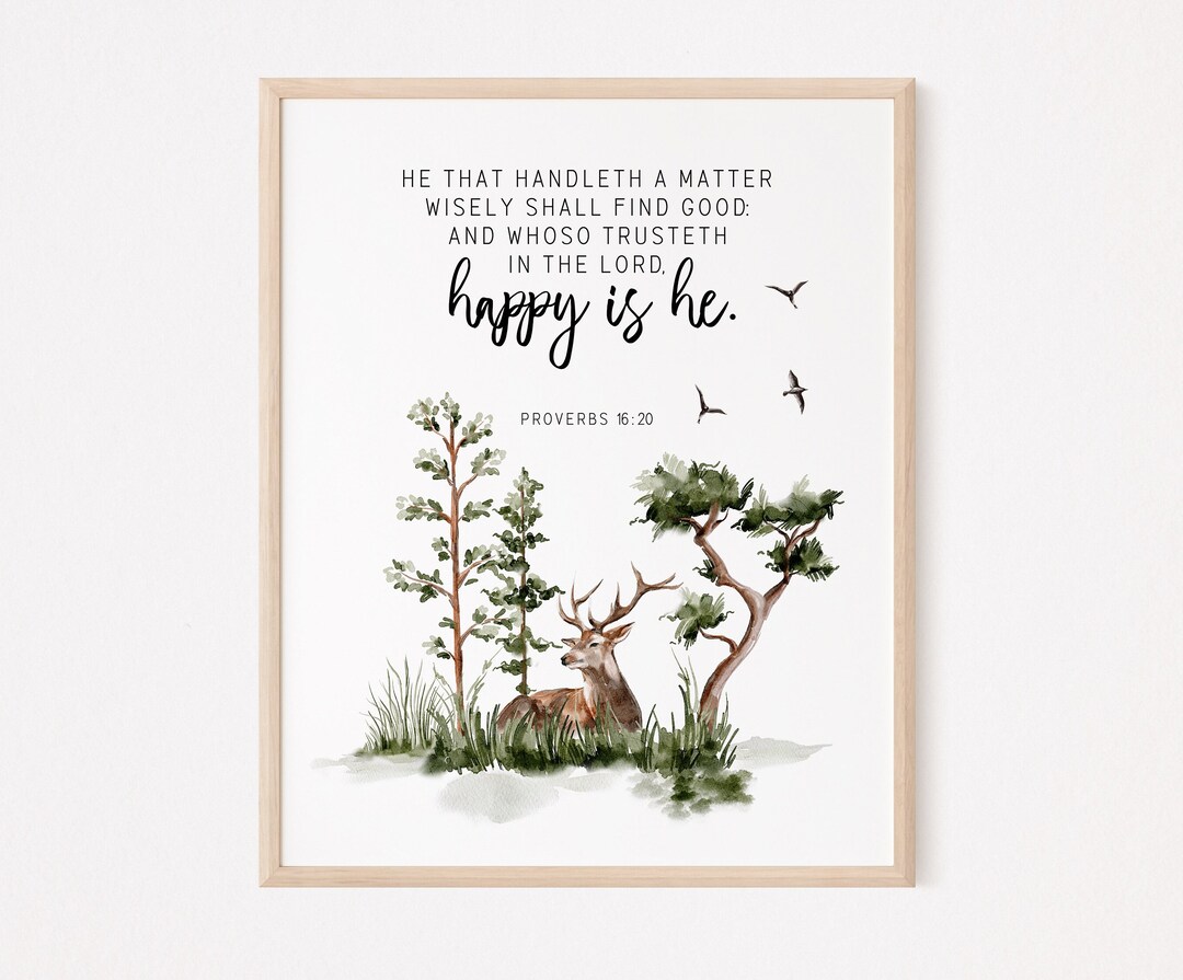 Scripture Wall Print, Christian Poster, Proverbs Bible Verse, Forest ...
