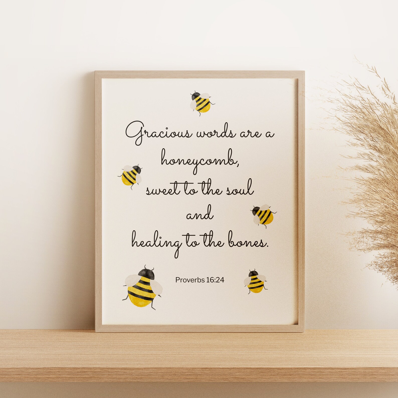 Watercolor Bee Wall Print Bible Verse Wall Poster Biblical - Etsy