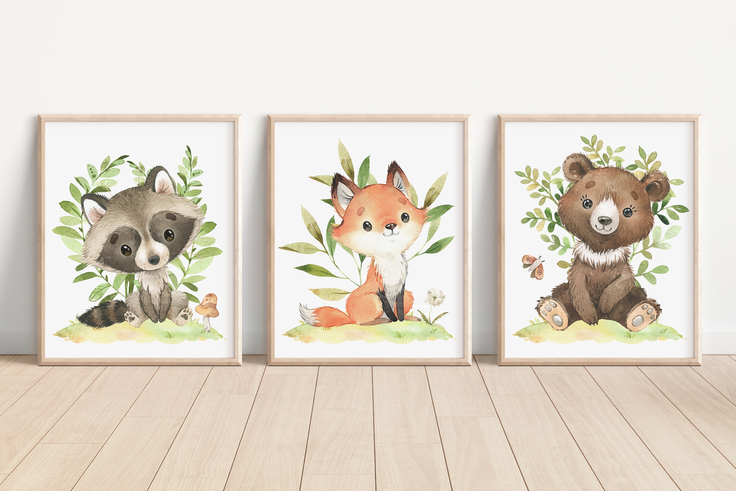 Set of 3 Forest Animals Posters Watercolor Animals Forest - Etsy