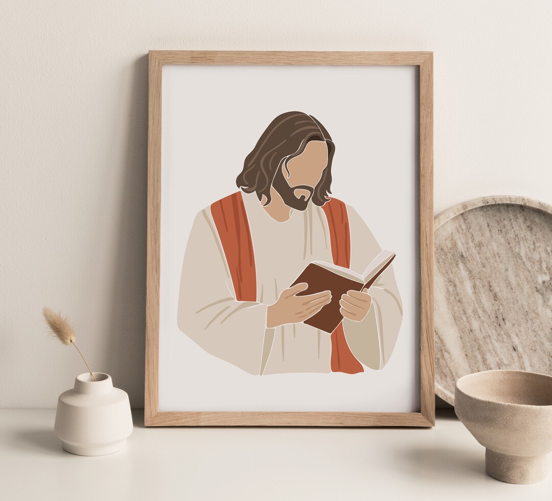 Jesus Reads the Scriptures Poster, Christian Poster Art, Biblical Story ...