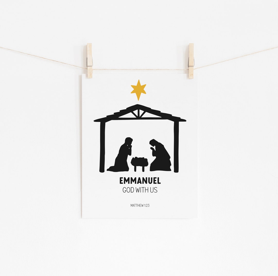 Emmanuel God With Us Poster, Jesus Was Born Poster, Christmas Manger ...