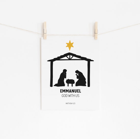 Emmanuel God With Us Poster Jesus Was Born Poster Christmas - Etsy