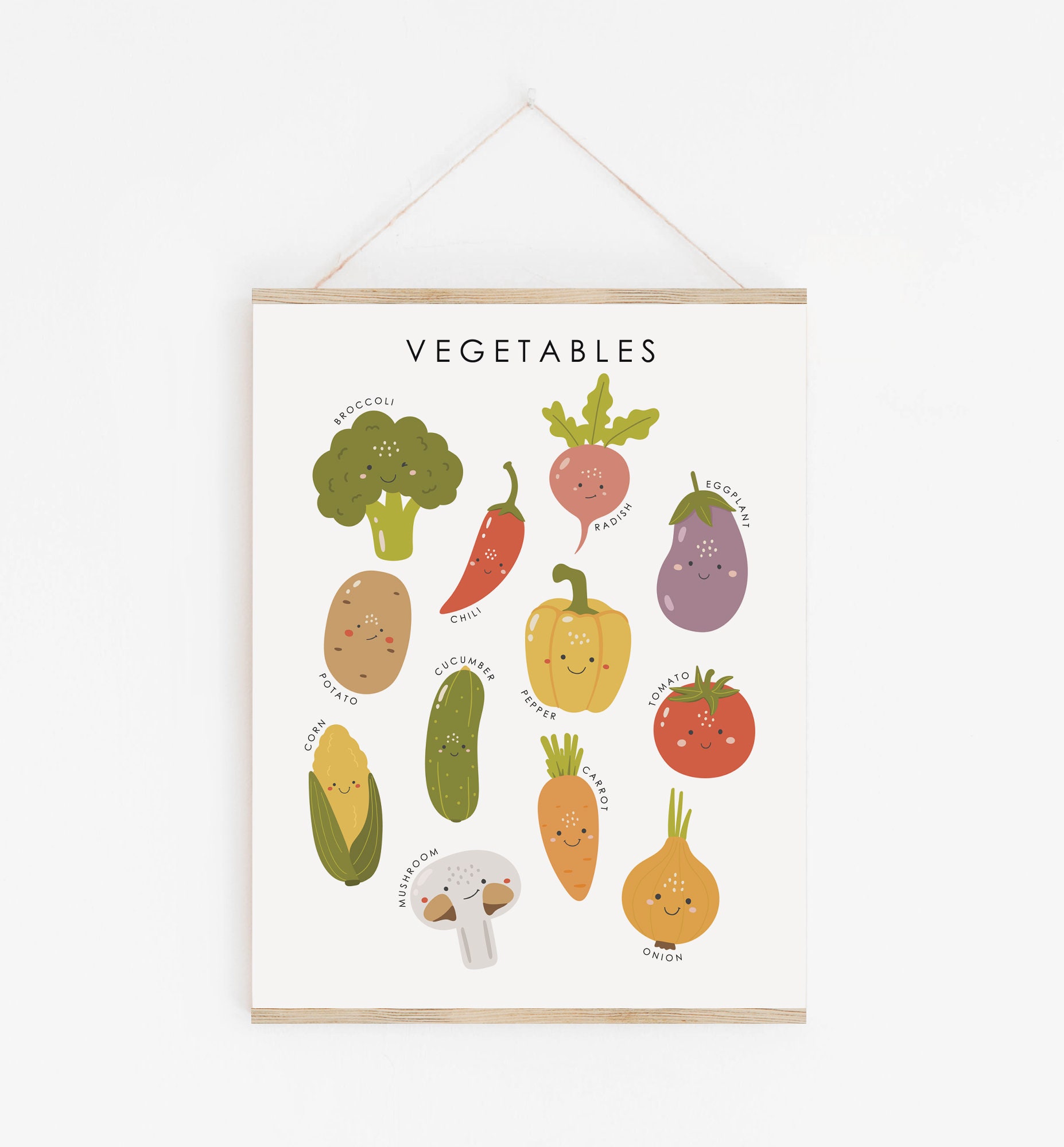 Vegetables Educational Print, Cute Vegetables Poster, Kids Wall Decor ...