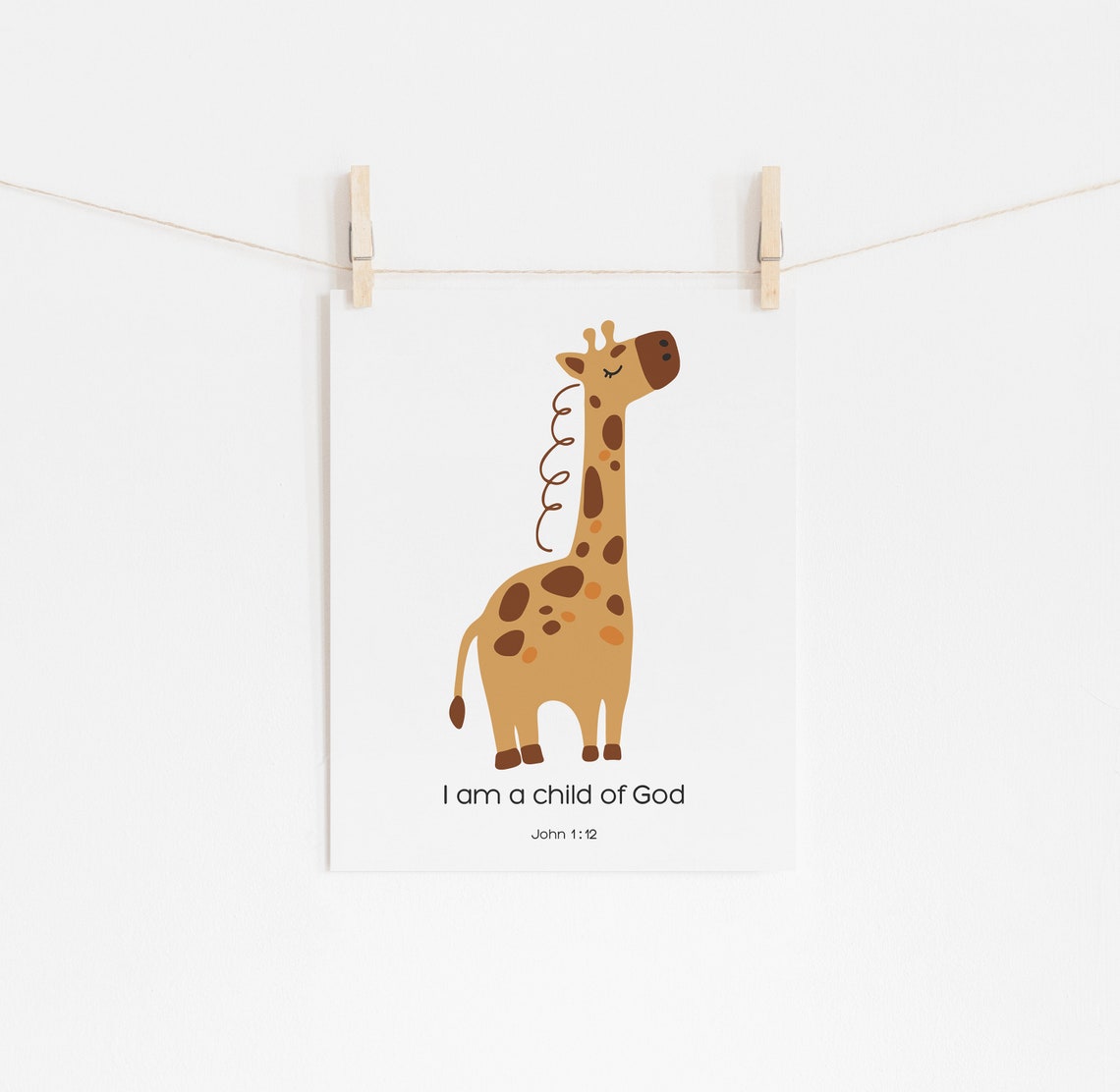Baby Giraffe Wall Art John 1:12 Poster I Am a Child of God - Etsy