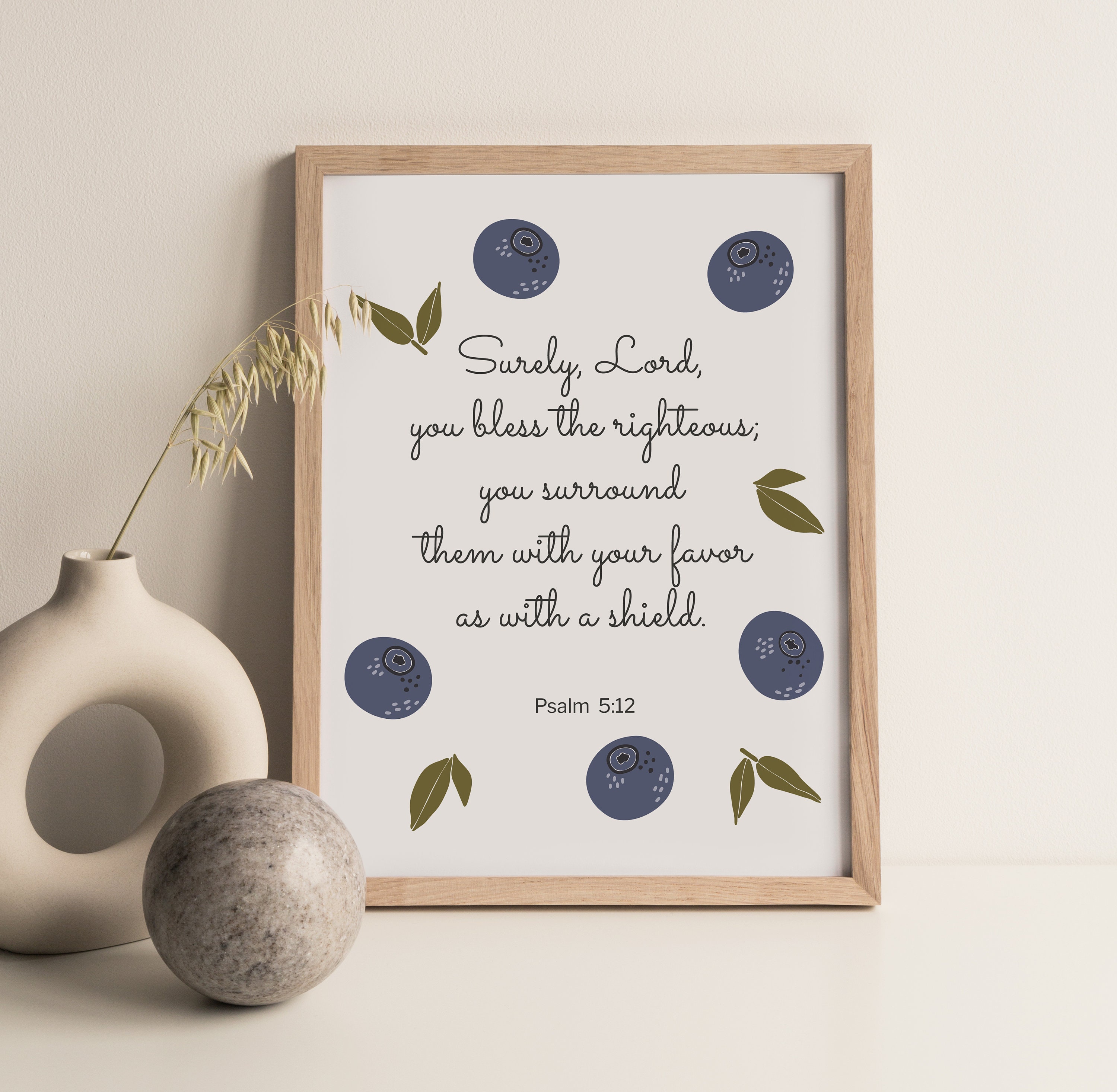 Scripture Wall Print Boho Blueberries Fruit and Bible Verse - Etsy
