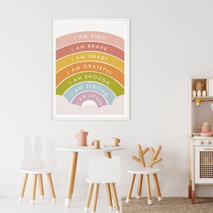 Positive Affirmations Poster, Rainbow Educational Poster, Kids Wall ...