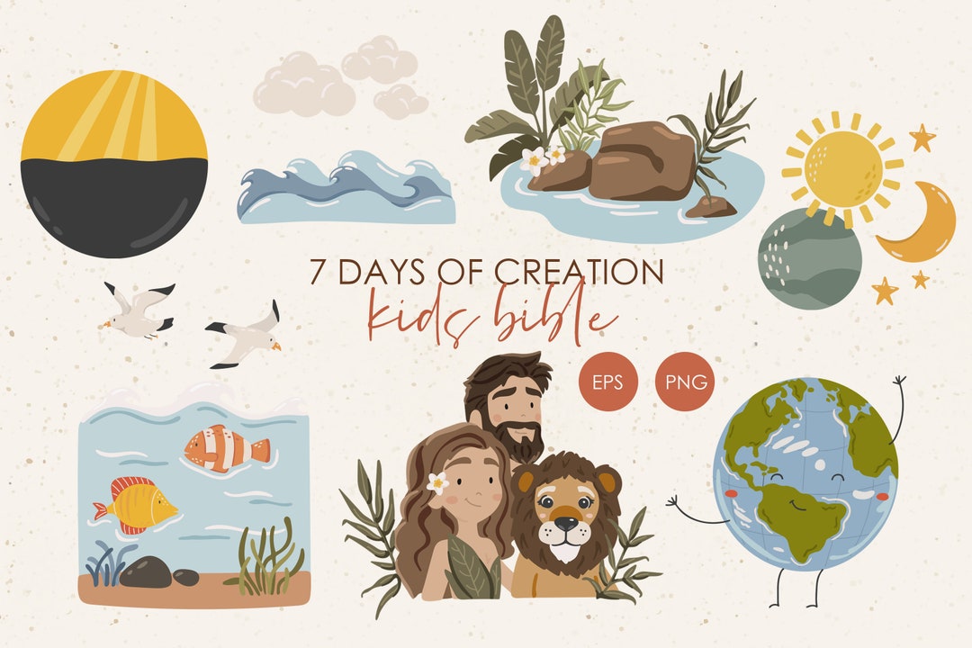 7 Days of Creation Clipart, Kids Christian Clipart, Educational Bible ...