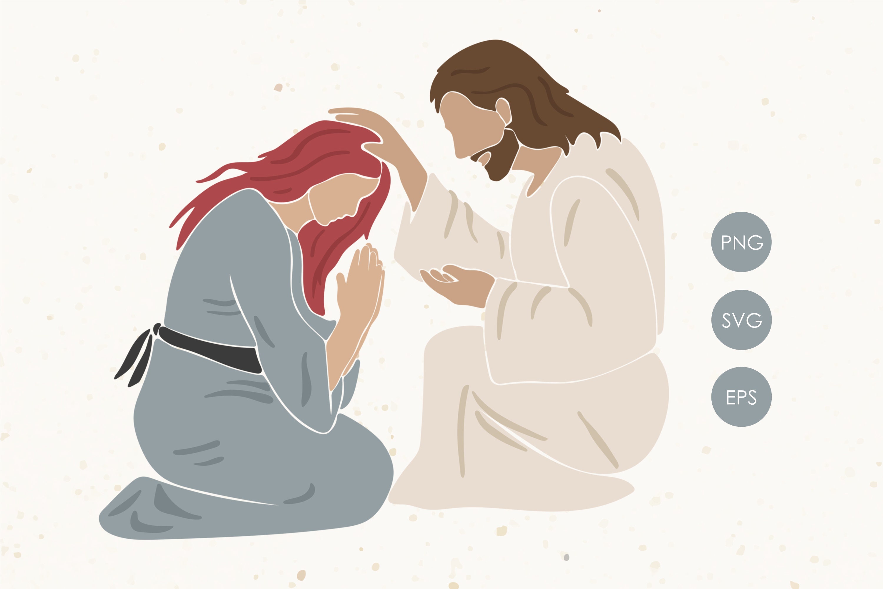Jesus in Prayer SVG, Jesus Prays for Women PNG, Jesus Portrait Svg ...