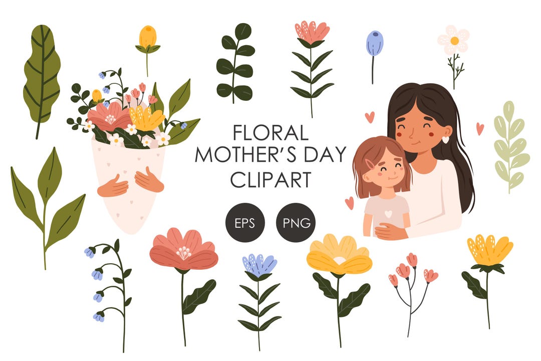Spring Flowers Clipart, Mother's Day Clipart, Floral Clipart, Mom Love ...