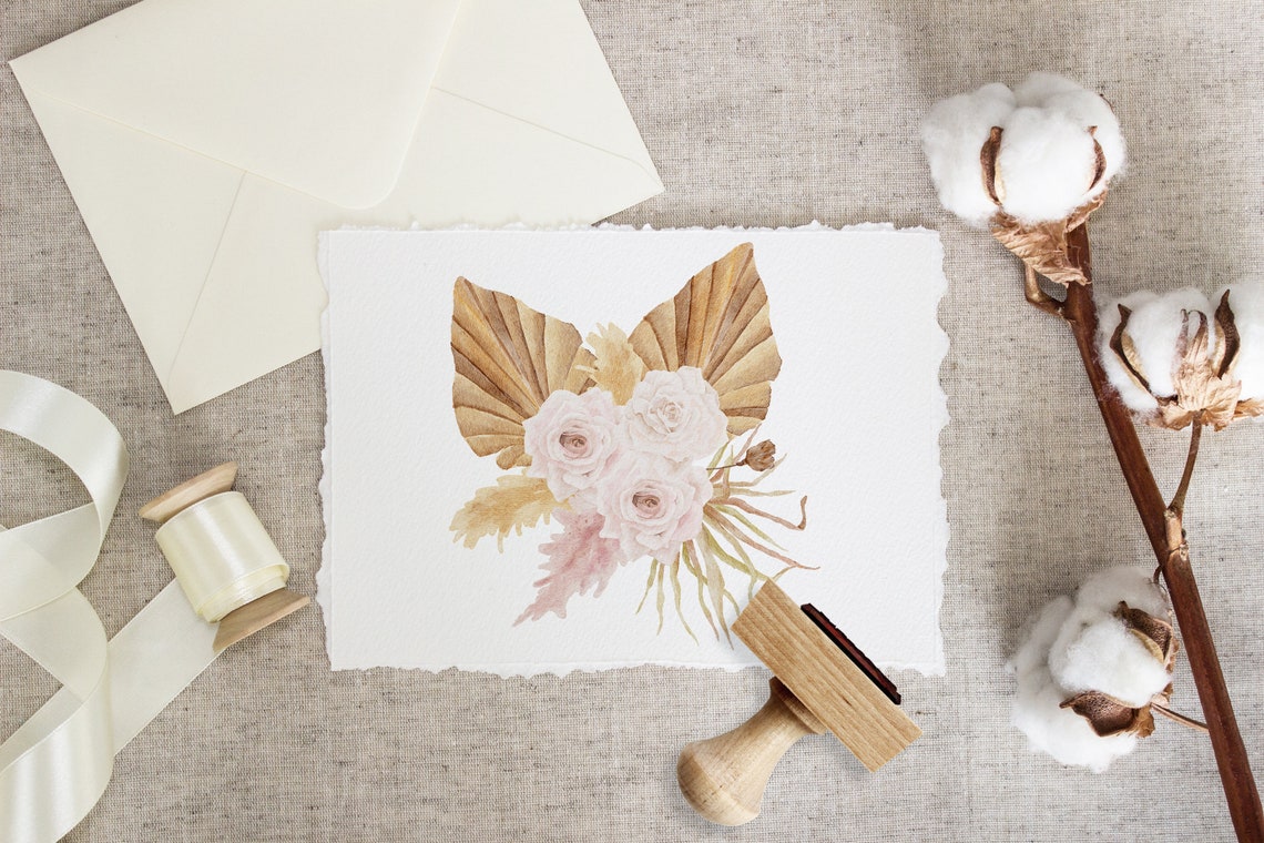 Boho Floral Clipart Spring Flower Elements Wedding Floral - Etsy