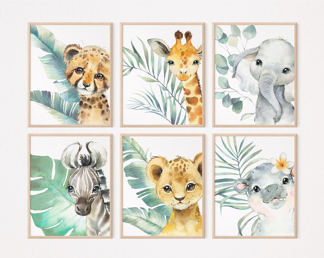 Set of 6 Safari Animals Posters, African Animals Wall Art, Safari ...