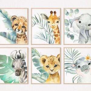 Set of 6 Safari Animals Posters, African Animals Wall Art, Safari ...
