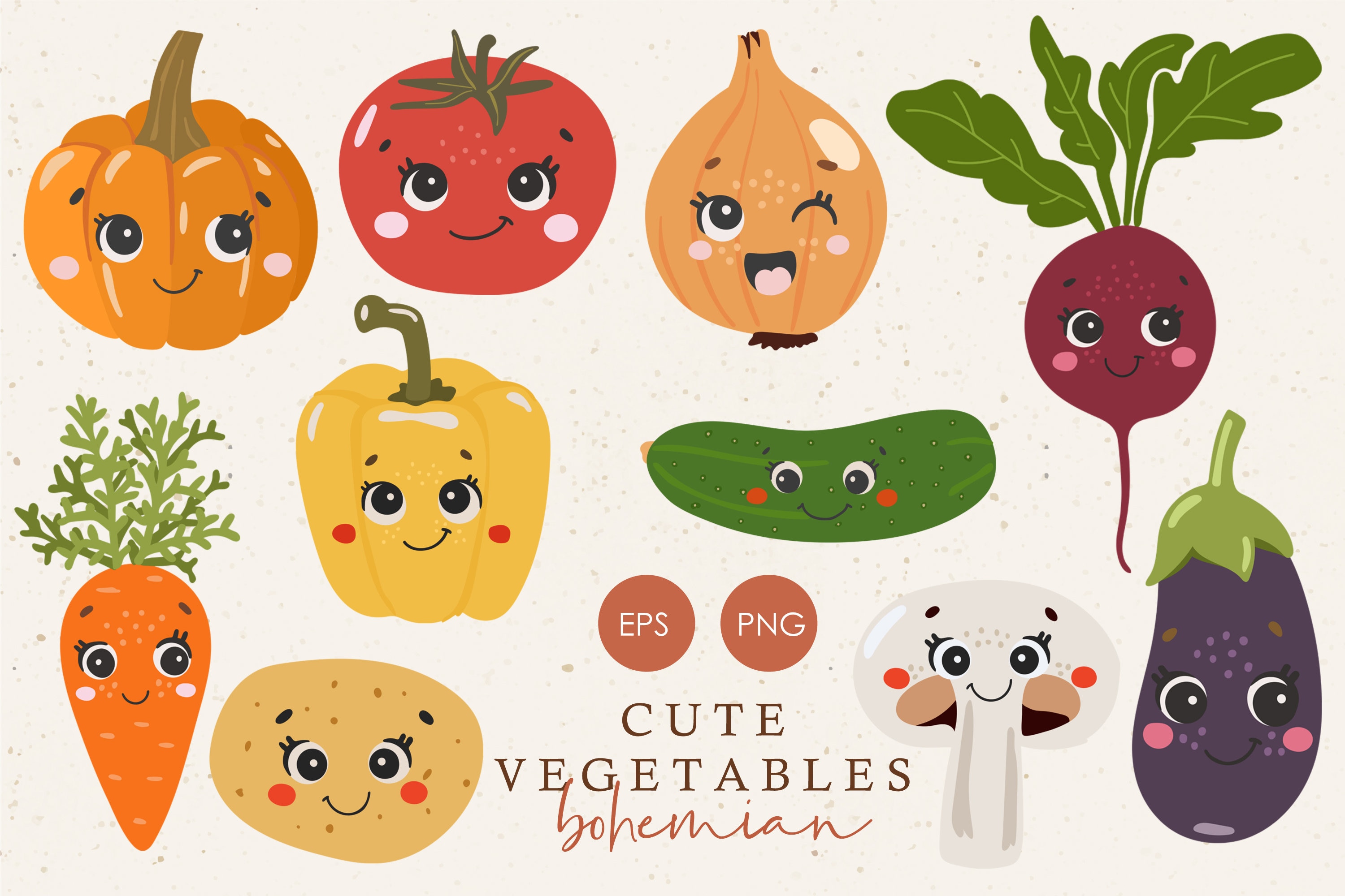 Vegetables With Faces Clipart Fruit And Vegetable Face Stock Vector