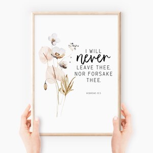 Hebrews 13:5 Wall Print, Christian Poster, Scripture Bible Verse ...