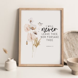 Hebrews 13:5 Wall Print, Christian Poster, Scripture Bible Verse ...