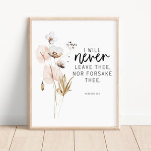 Hebrews 13:5 Wall Print, Christian Poster, Scripture Bible Verse ...