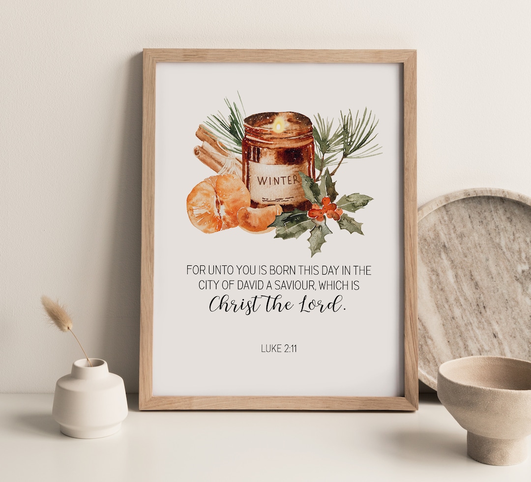 Christmas Christian Wall Art, Watercolor Christmas Decor, Scripture ...