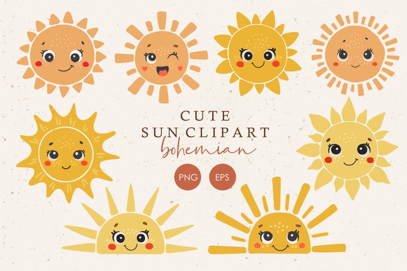 Abstract Sun Clipart Emotions Clipart Sunshine Clipart Boho - Etsy