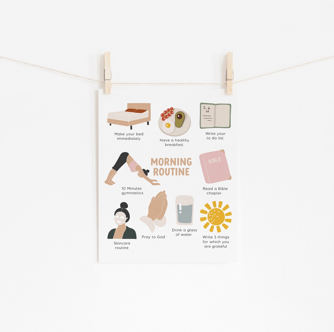 Healthy Morning Routine Printable Morning Routine Poster - Etsy